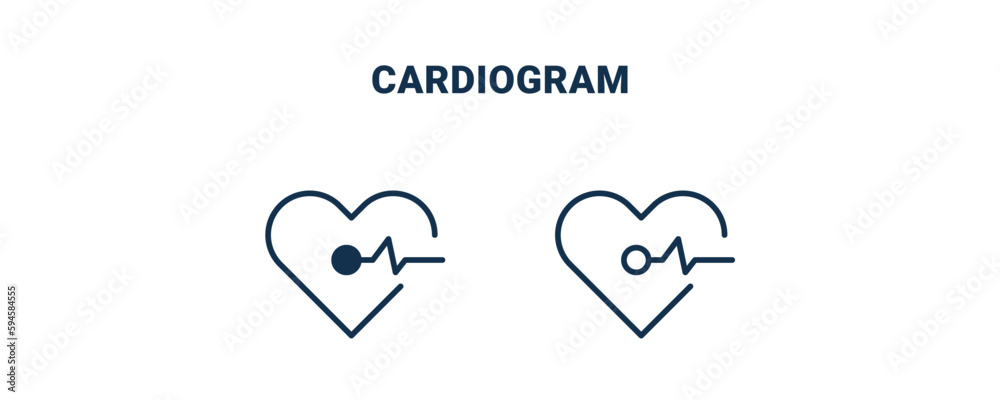 cardiogram icon. Outline and filled cardiogram icon from medical collection. Line and glyph ...