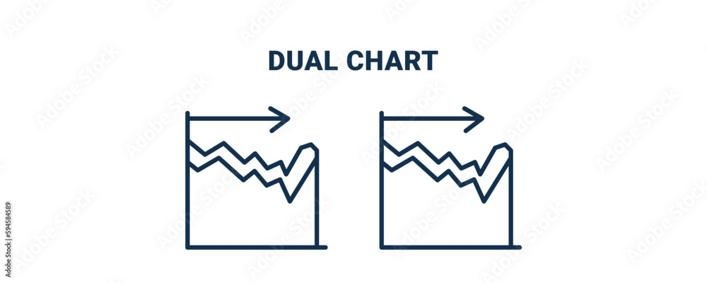 dual chart icon. Outline and vector dual chart icon from business and ...