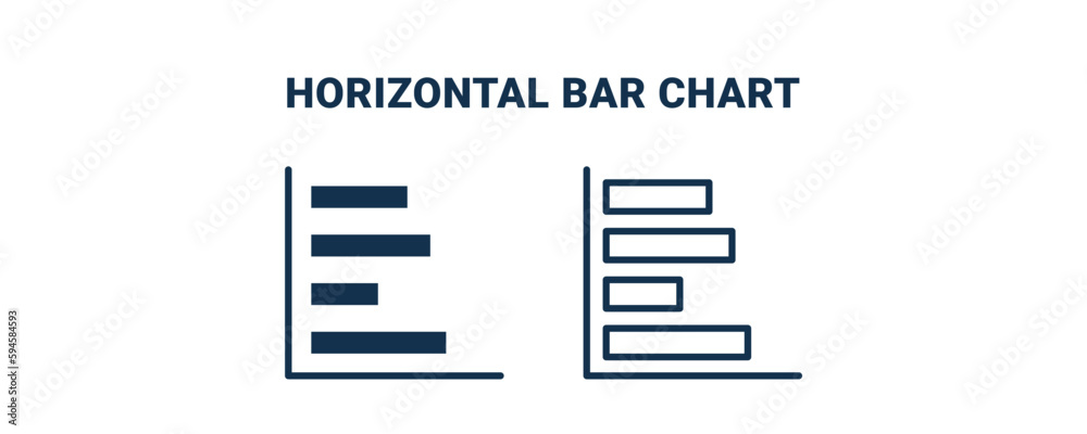 horizontal bar chart icon. Outline and vector horizontal bar chart icon ...