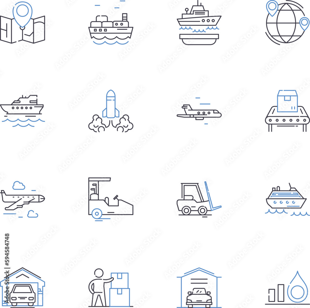 Logistics line icons collection. Transportation, Supply Chain ...