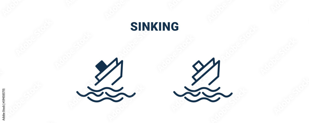 sinking icon. Outline and filled sinking icon from Insurance and ...