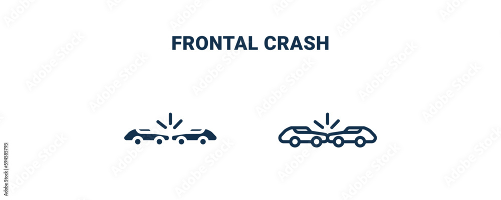 frontal crash icon. Outline and filled frontal crash icon from ...