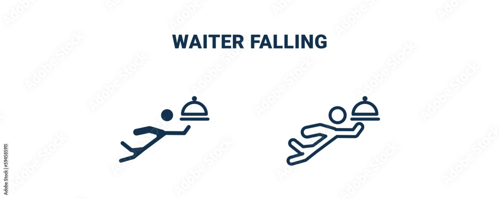 waiter falling icon. Outline and filled waiter falling icon from sport ...