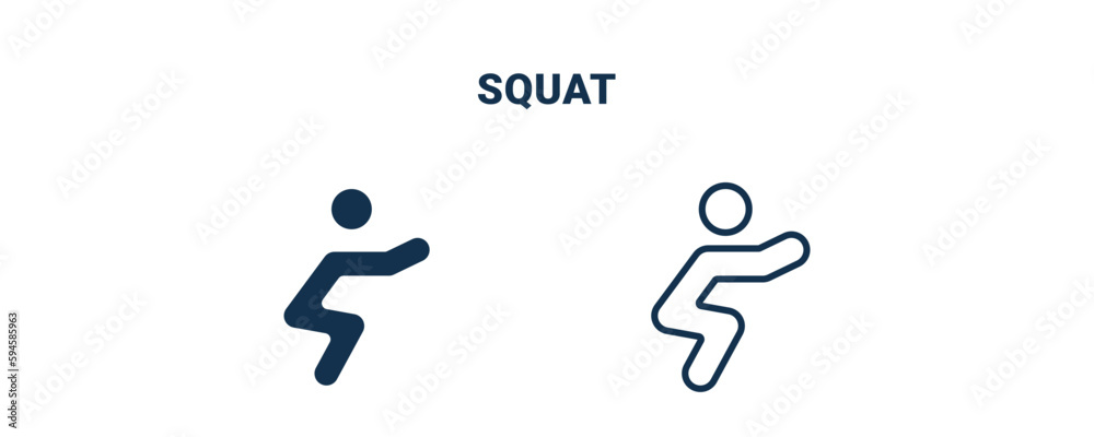 squat icon. Outline and filled squat icon from sport and game ...