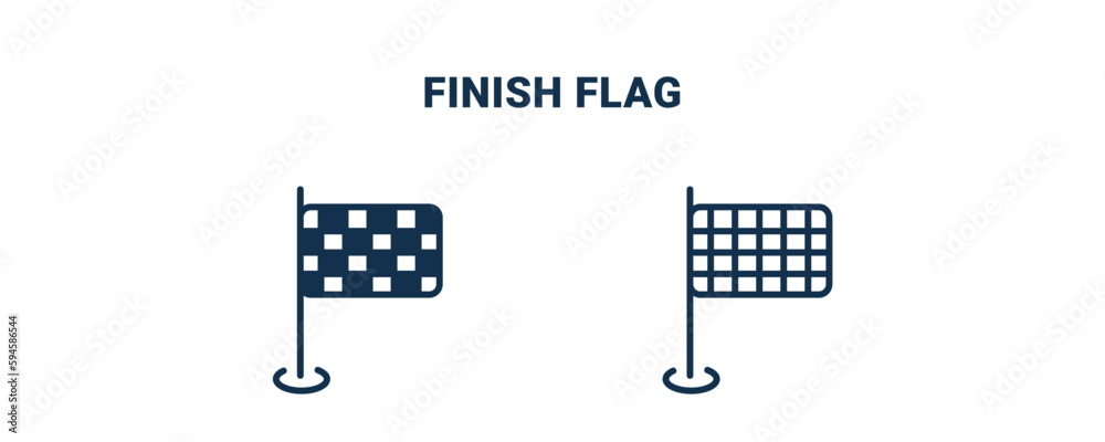 finish flag icon. Outline and filled finish flag icon from startup and ...