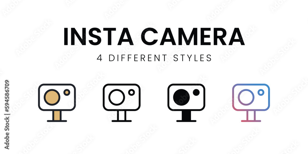 Insta Camera Icons - 4 Different Styles icon. Multi Series stock ...