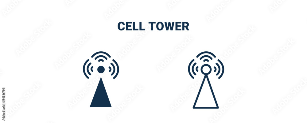 cell tower icon. Outline and filled cell tower icon from technology ...