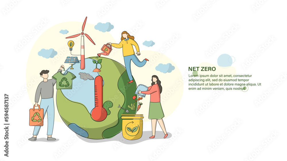 NET ZERO banner set, carbon neutral and net zero concept. Net zero ...