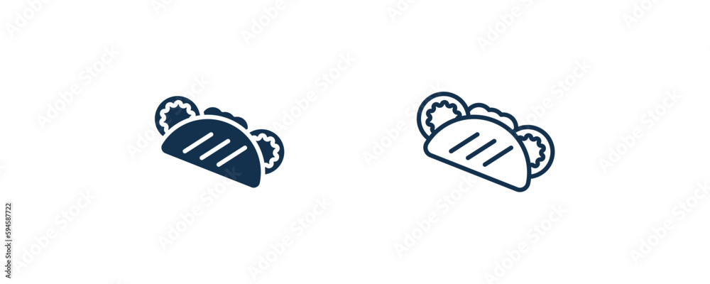 pita bread icon. Outline and filled pita bread icon from restaurant ...