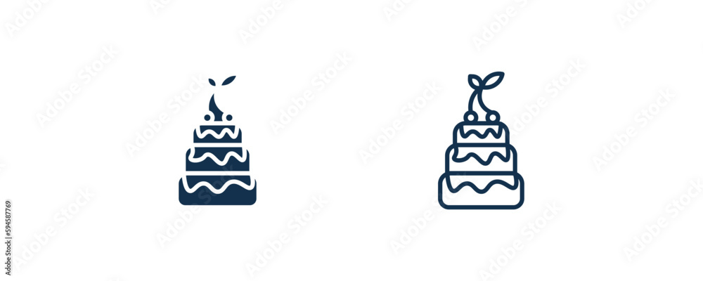 three levels cake icon. Outline and filled three levels cake icon from ...