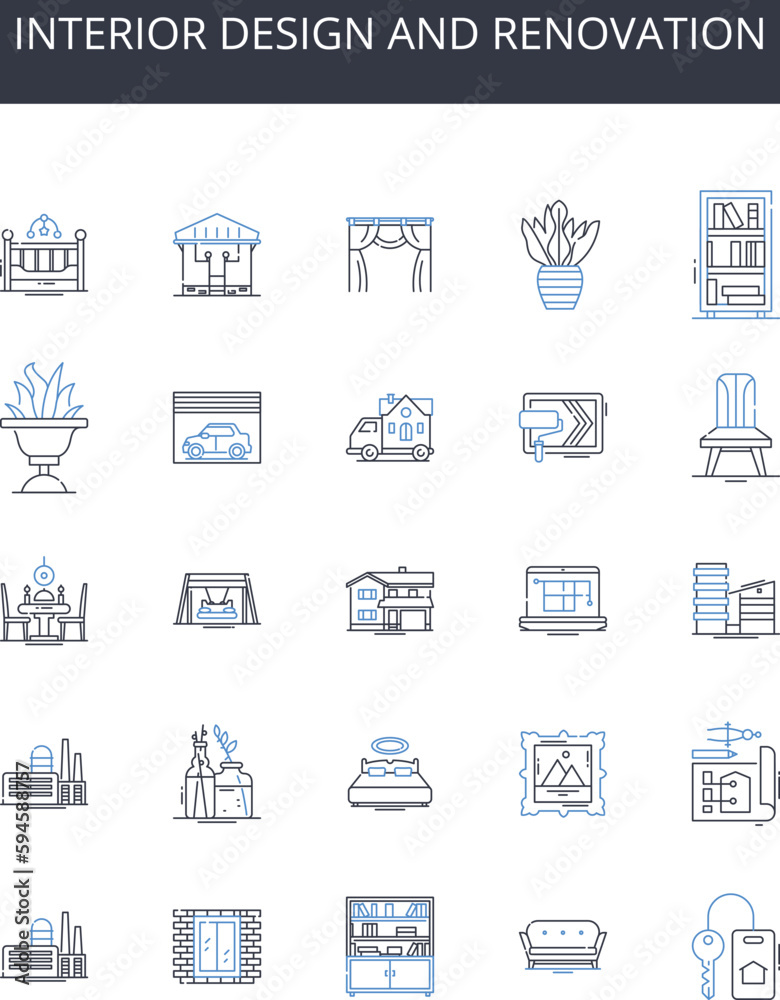Interior design and renovation line icons collection. Evaluation ...