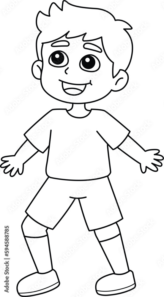 Happy Boy Isolated Coloring Page for Kids Stock Vector | Adobe Stock