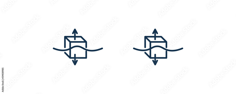 archimedes principle icon. Outline and filled archimedes principle ...
