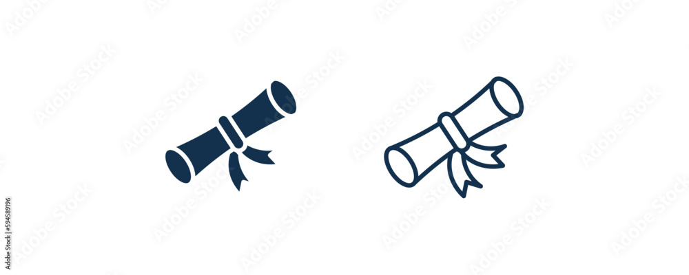 diploma roll icon. Outline and filled diploma roll, roll icon from ...