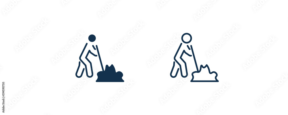 man digging icon. Outline and filled man digging icon from behavior and ...