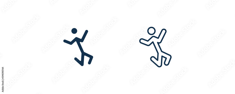 stick man jumping icon. Outline and filled stick man jumping icon from ...