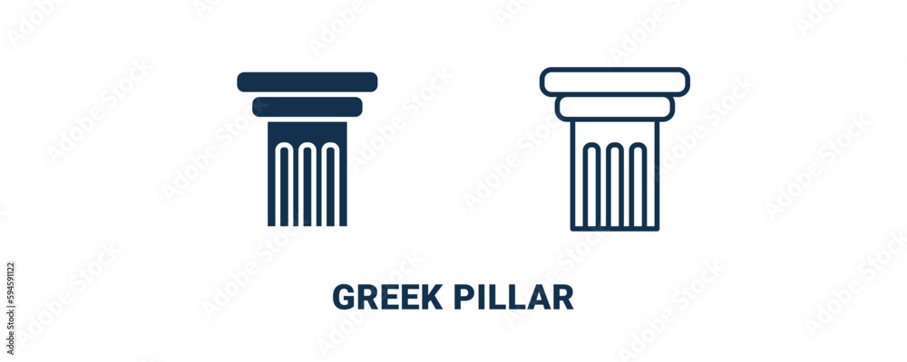 greek pillar icon. Outline and filled greek pillar icon from education ...
