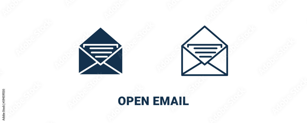 open email icon. Outline and filled open email icon from education and ...