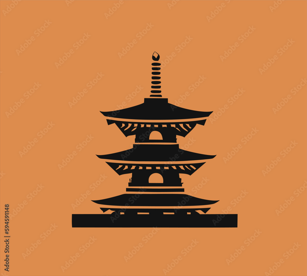 sensoji temple vector design japan silhouette icon template logo vector ...