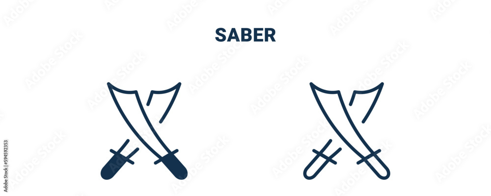 saber icon. Outline and filled saber icon from sport and games collection. Line and glyph vector ...