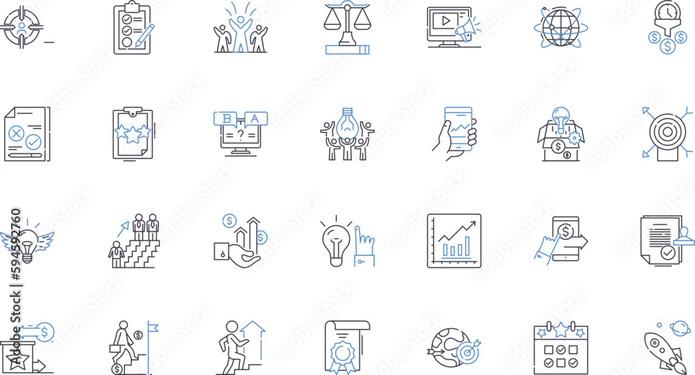 Budgeting process line icons collection. Planning, Allocating ... Budgeting process line icons collection. Planning, Allocating ...
