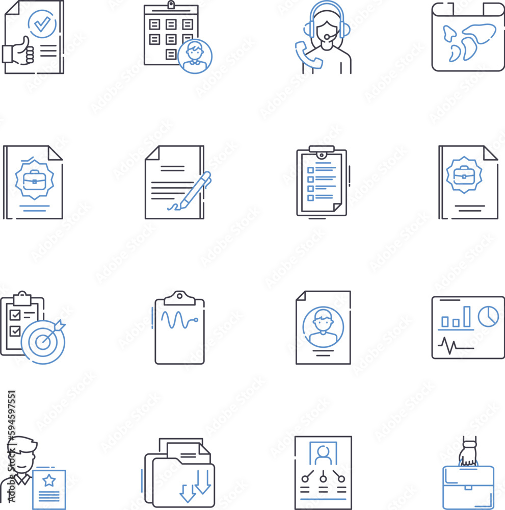 Record Keeping Line Icons Collection Organization Documentation Archiving Cataloguing