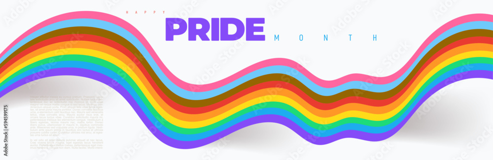 Pride Month Pride Banner With Lgbt Flag Wave Rainbow Flag Wave Design