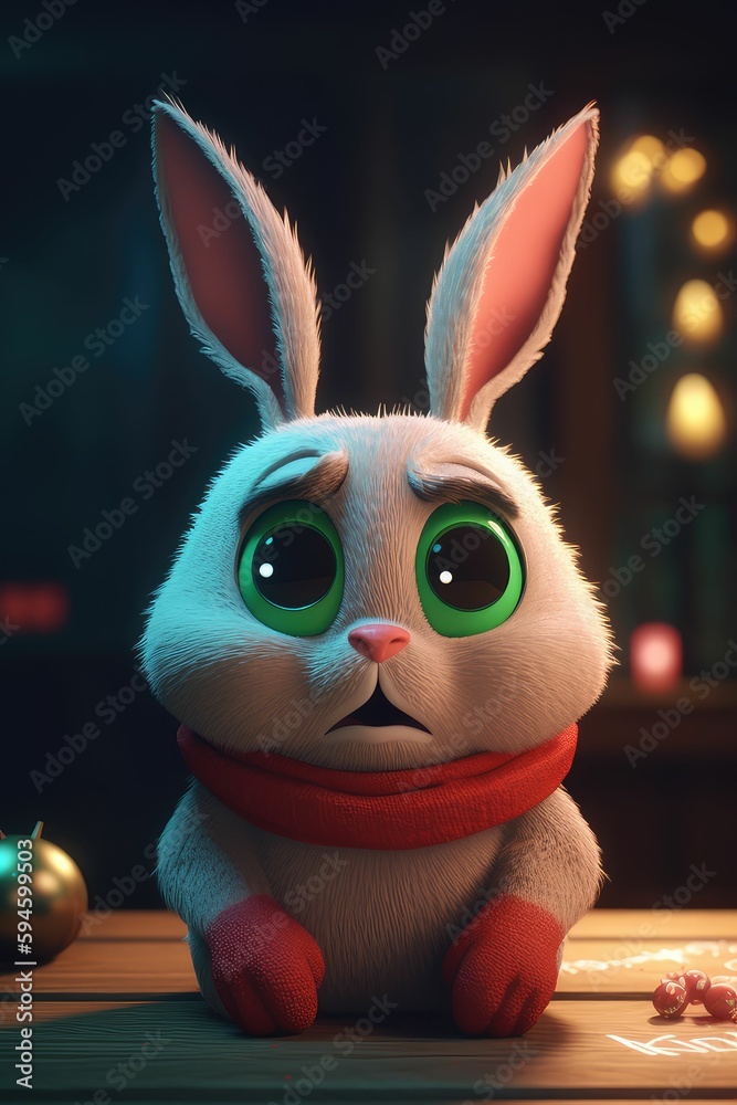 rabbit plastic toy on the wood table,white background.. Created with ...
