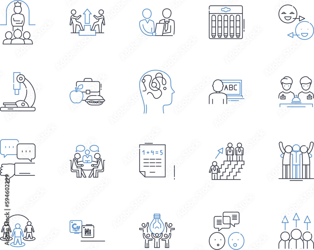 Pedagogical approach line icons collection. Constructivism ...