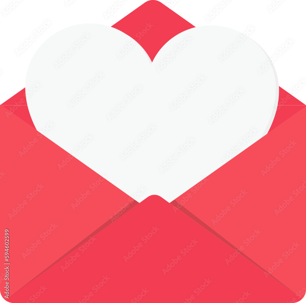 red love emoji in letter message on pink background. Symbol of ...