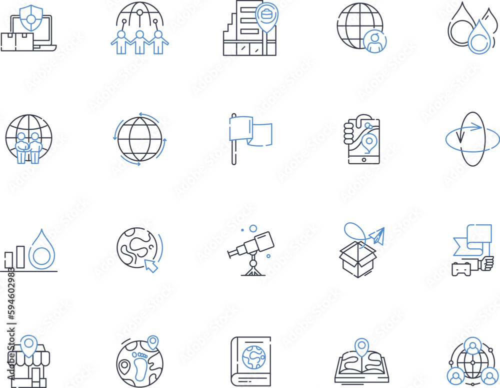 Gazetteer line icons collection. Geographical, Atlas, Catalog ...