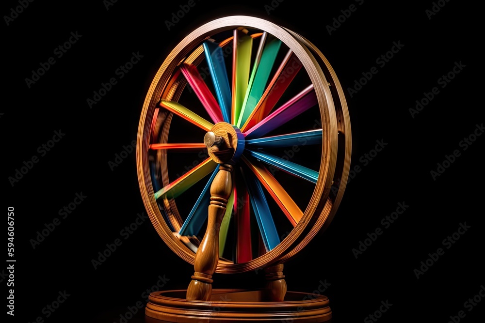 optical illusion of spinning wheel or object on black background ...