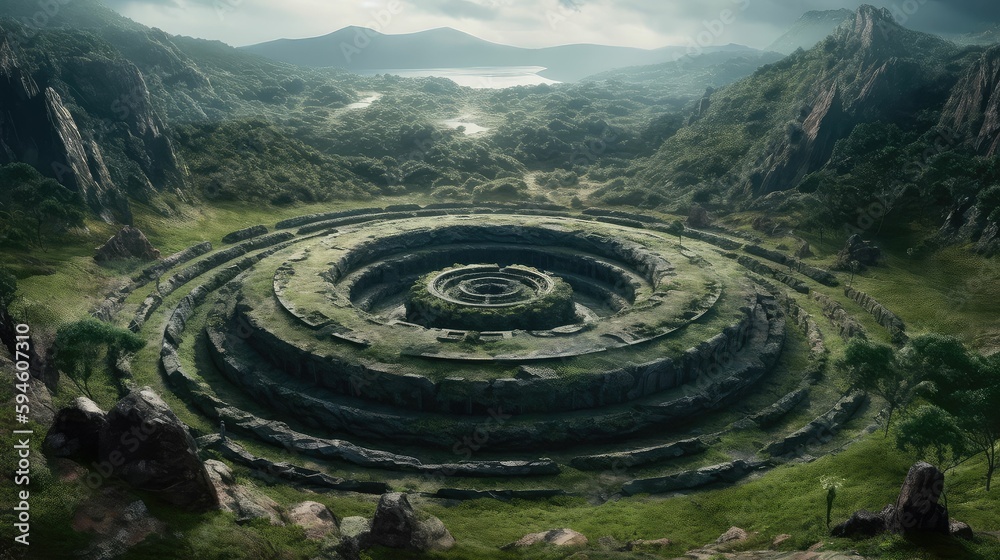 Volcanic futuristic crater in geothermal valley surreal, fantastic ...