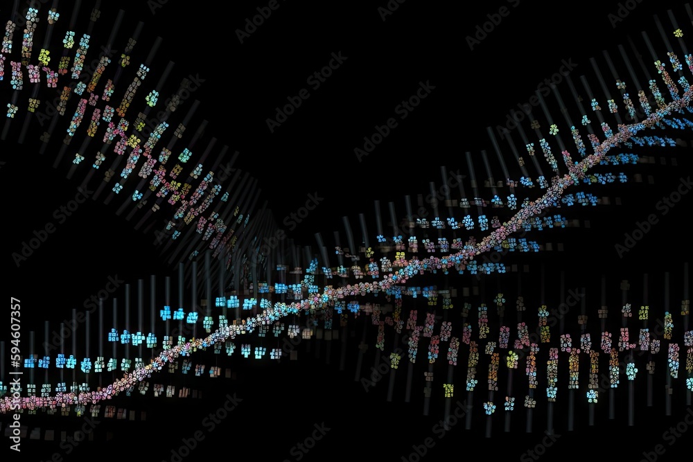 bioinformatics visualization of human dna, with each strand represented ...