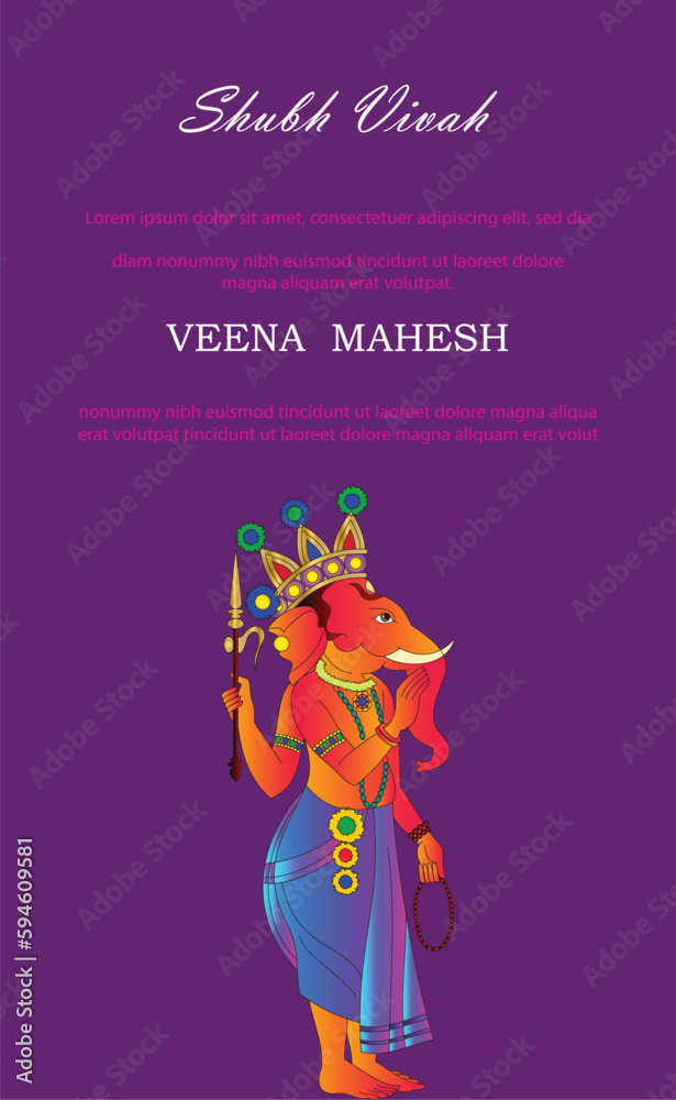 It’s a wedding Card design for Indian Hindus with a lord Ganesha ...
