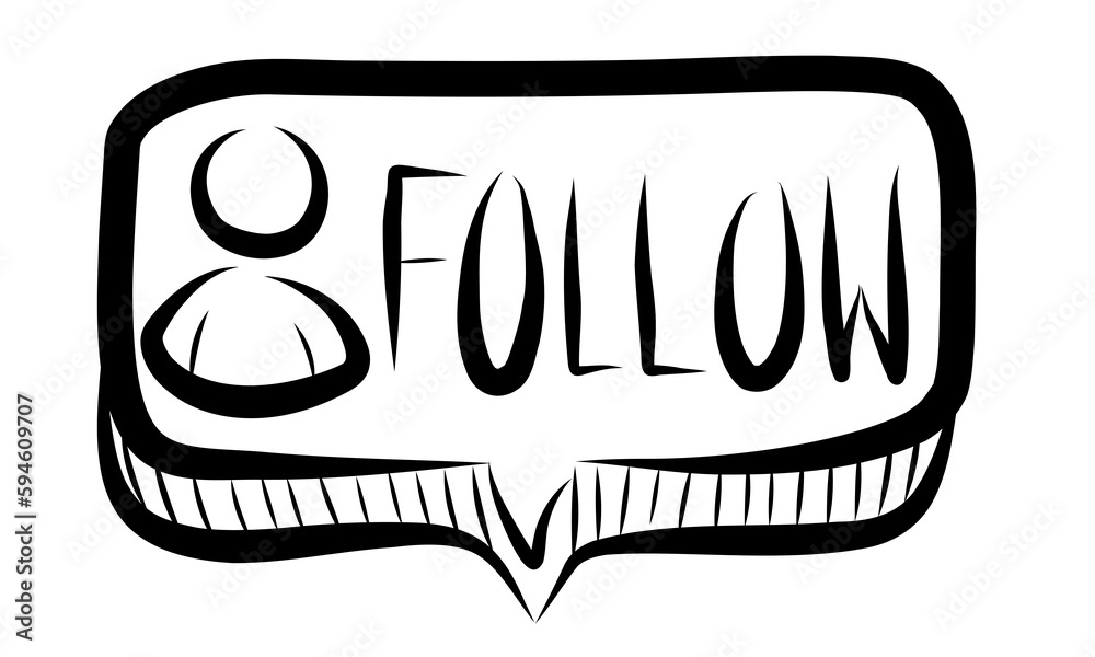 Follow button illustration hand drawing PNG with transparent background ...