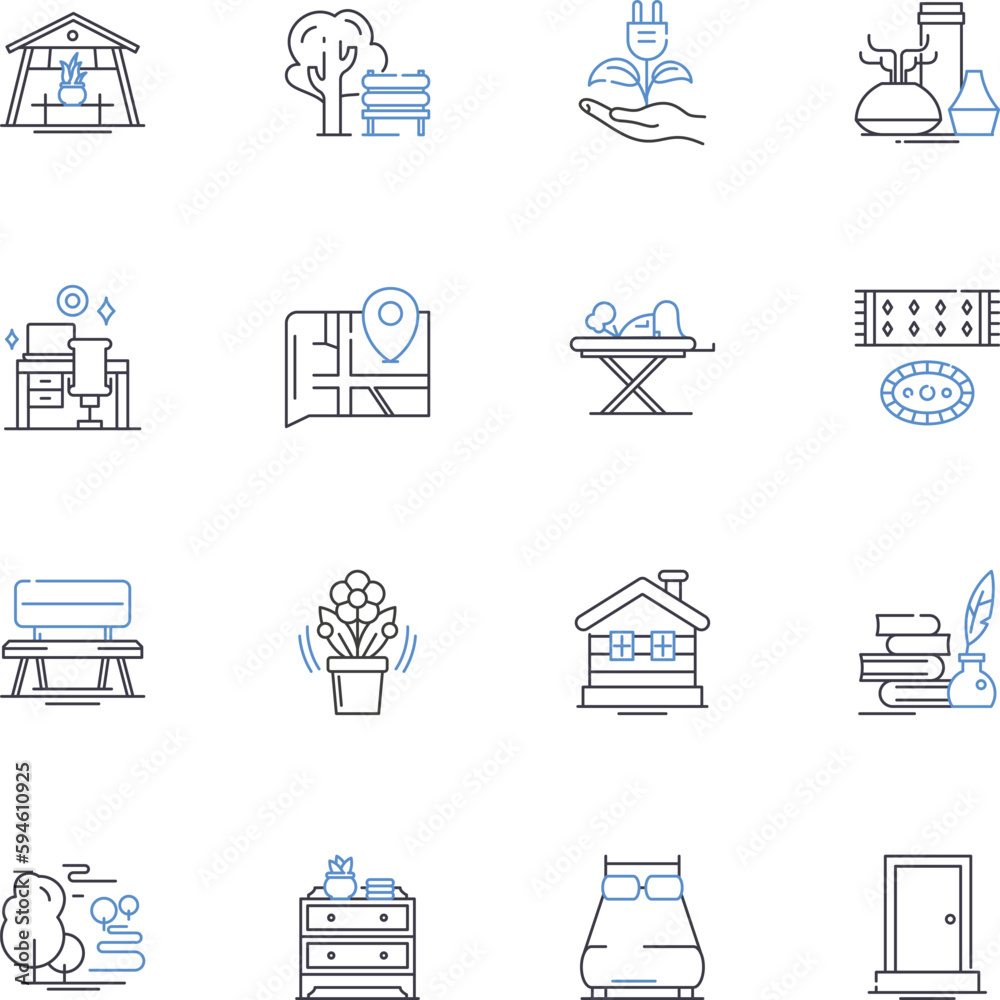 Nesting in line icons collection. Harmony, Security, Comfort, Serenity ...
