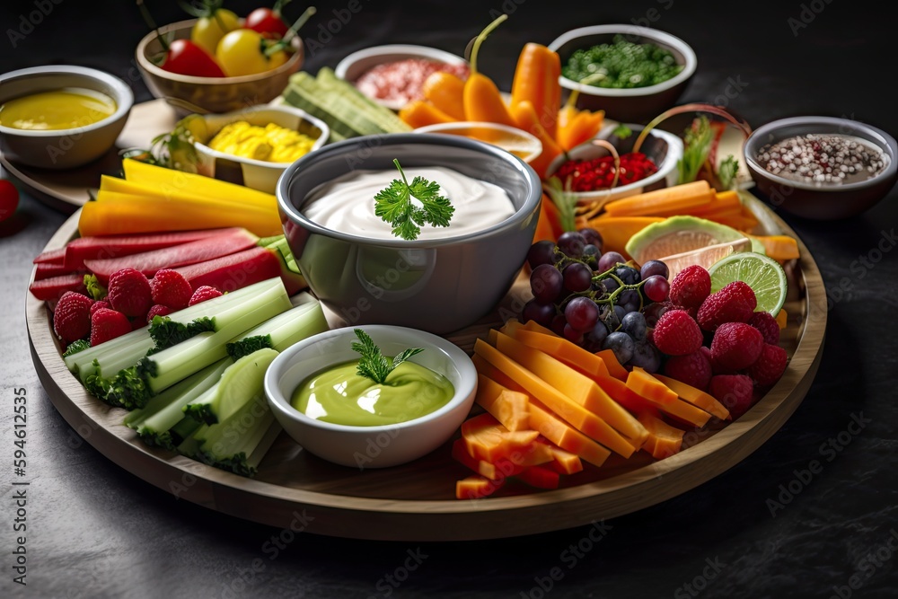 creative and modern presentation of fruit and vegetable platter with ...