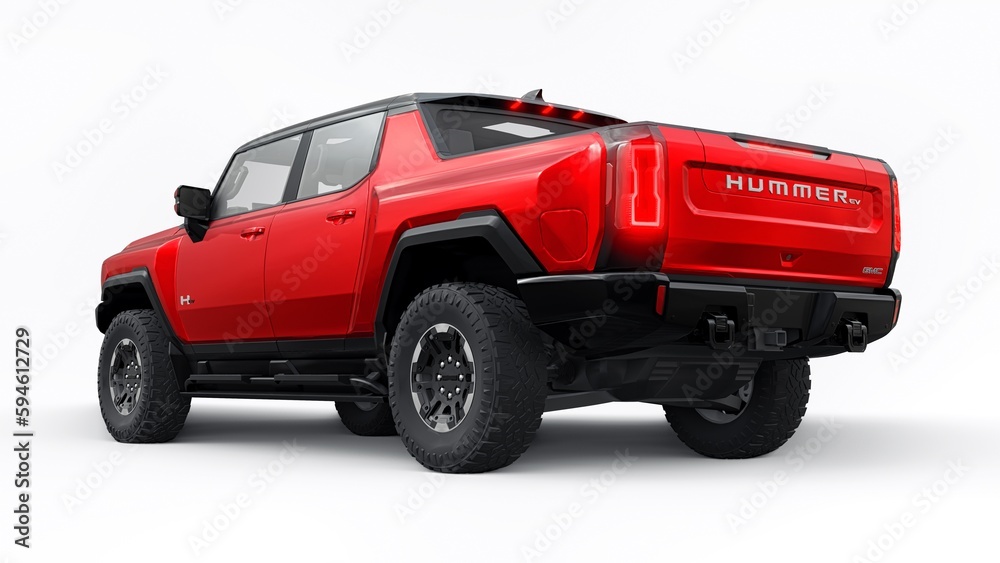 San Diego, USA. April 14, 2023. GMC Hummer EV 2022 is an all-electric ...