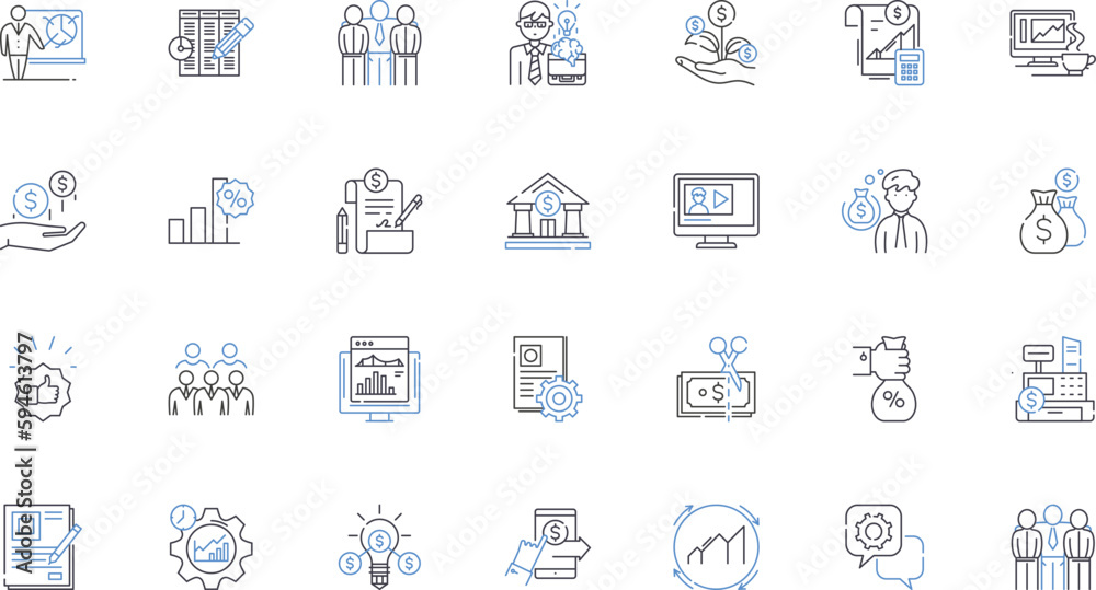 Resource Management Line Icons Collection Allocation Optimization
