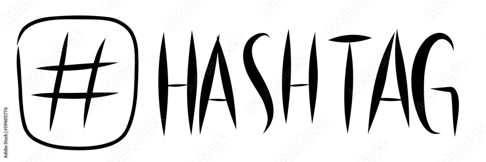 Hashtag # graphic illustration hand drawing PNG with transparent ...