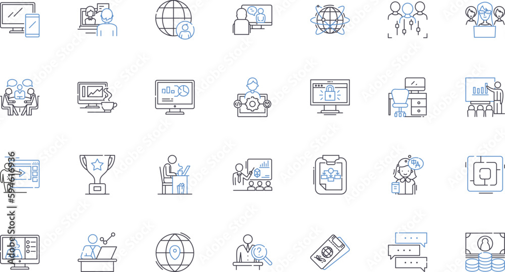 Sales squad line icons collection. Revenue, Targets, Prospects ...
