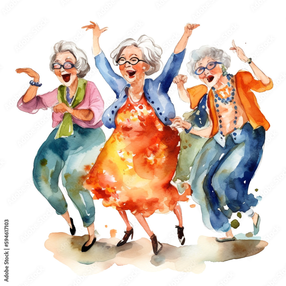 Funny Old Ladies, Women Dancing, transparent background PNG, with ...