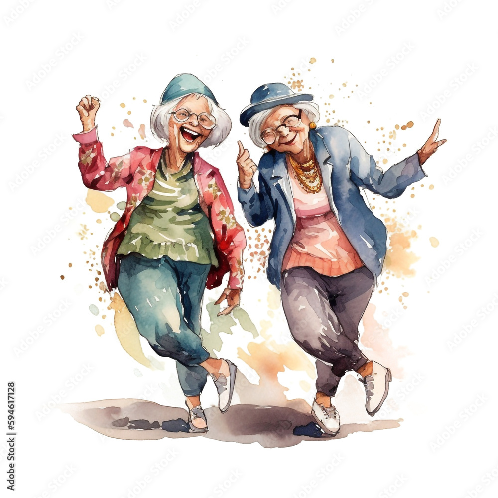 Funny Old Ladies, Women Dancing, transparent background PNG, with ...