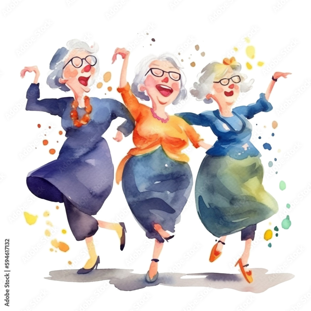 Funny Old Ladies, Women Dancing, transparent background PNG, with ...