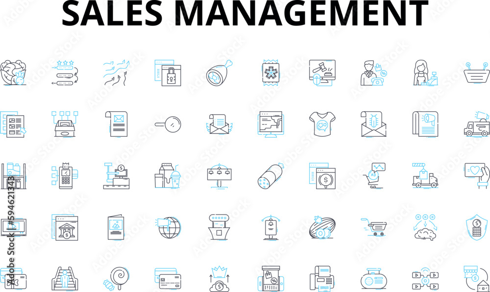 Sales Management Linear Icons Set Prospecting Pipeline Forecasting Territory Metrics