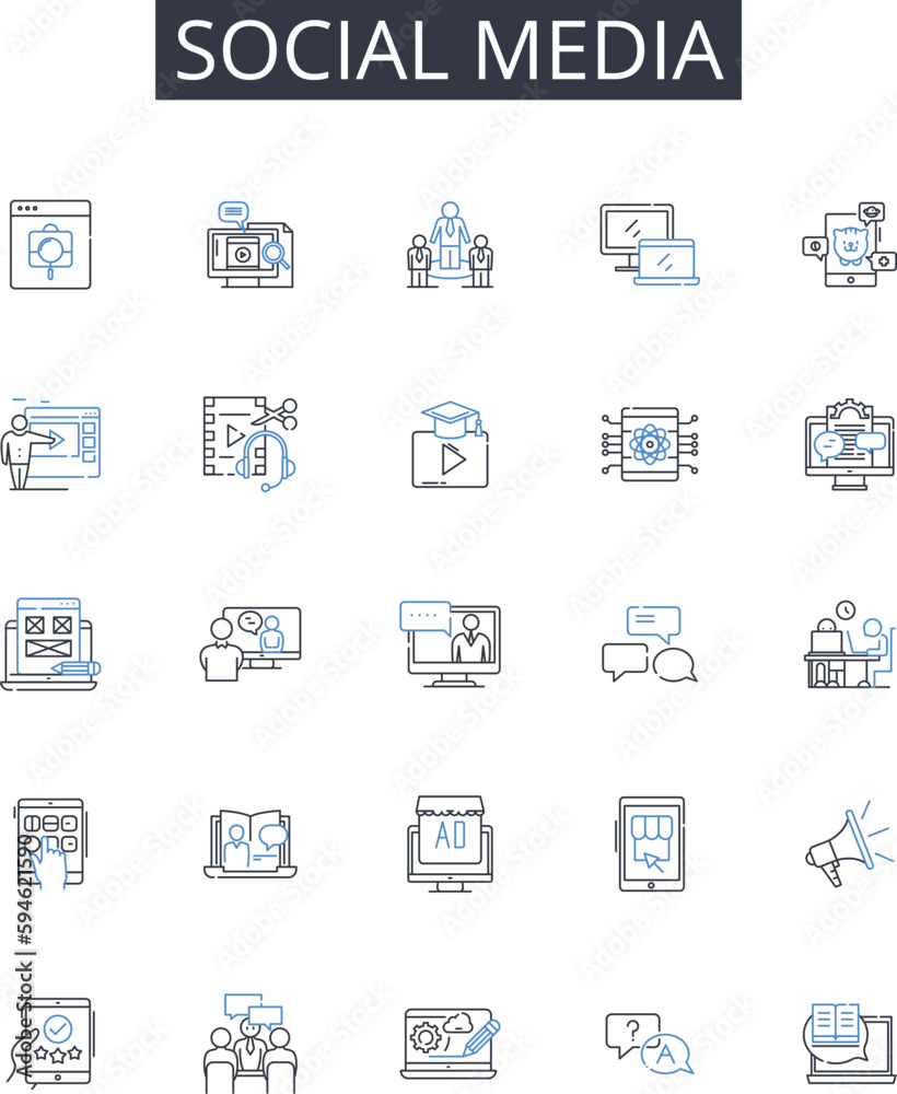 Social media line icons collection. Scribble, Jotting, Memo, Reminders ...