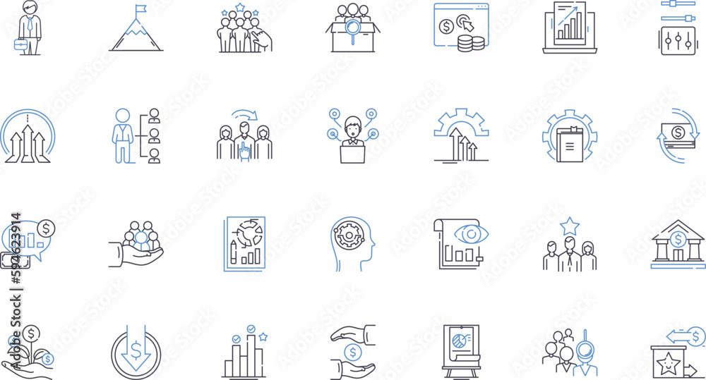 Achievement level line icons collection. Success, Progress, Advancement ...