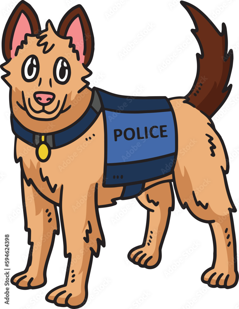 Police Dog Cartoon Colored Clipart Illustration เวกเตอร์สต็อก | Adobe Stock