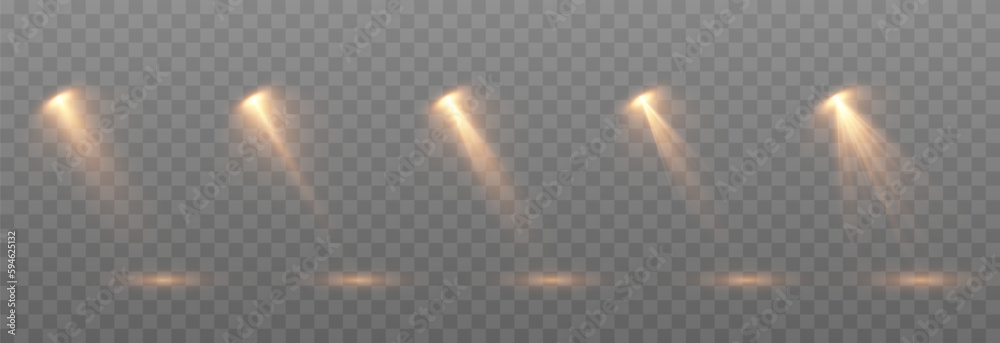 Vetor de Vector set of light source png. Studio lighting png. Yellow ...